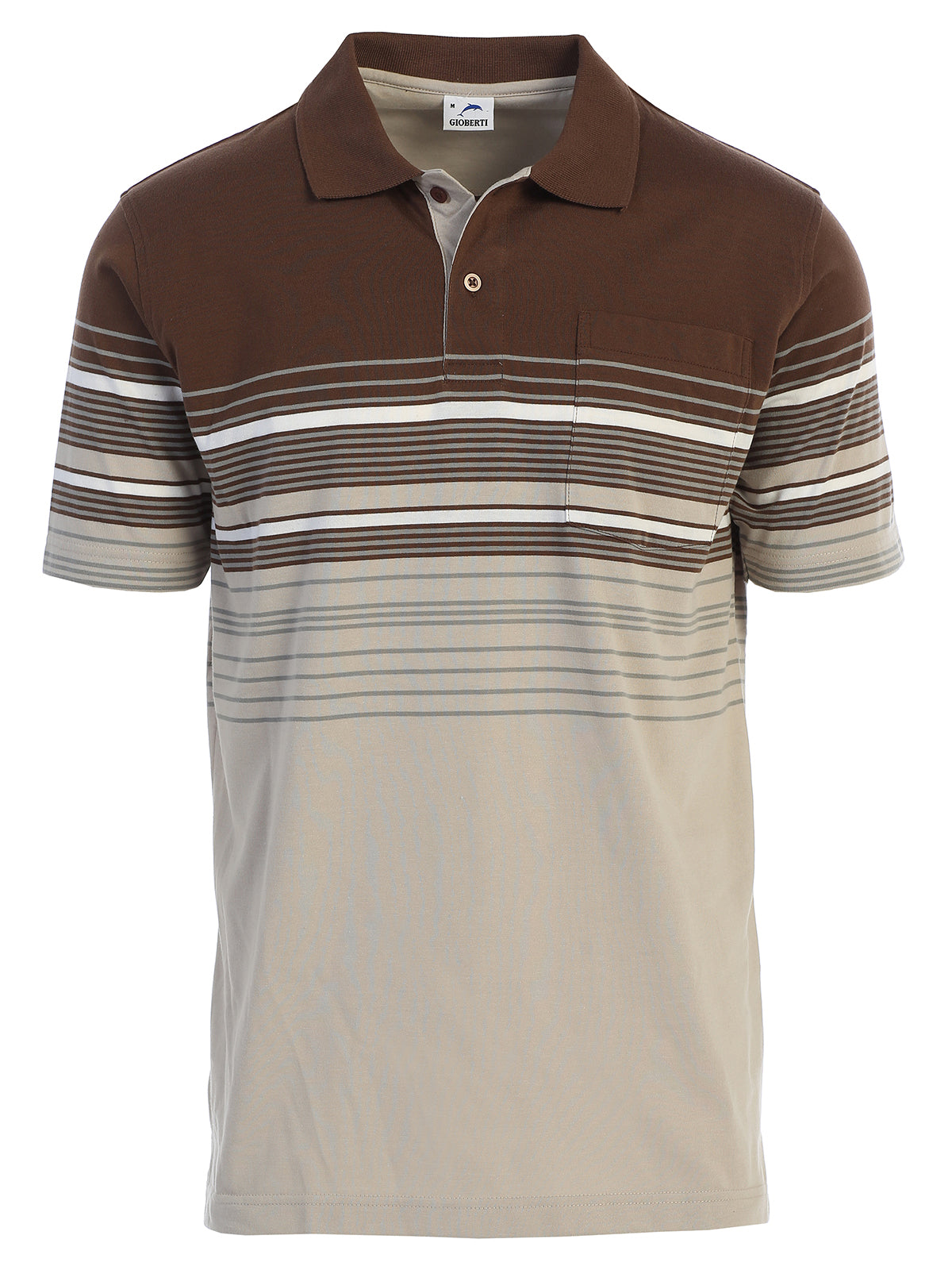 Men's Short Sleeve Striped Jersey Polo Shirts with Chest Pocket – GIOBERTI
