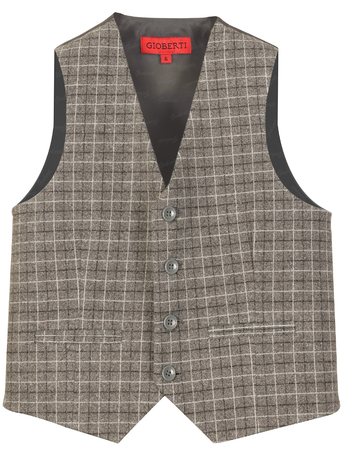 Gioberti Boy's Checkered Formal Suit Vest, Brown Graph – GIOBERTI